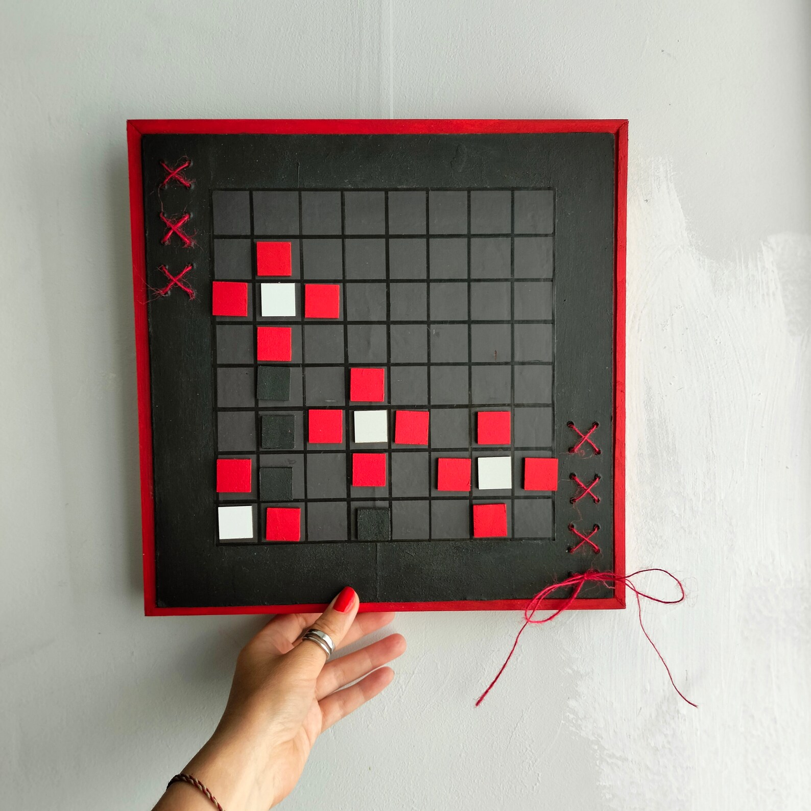 Magnetic Wooden Checkers Wall Panel: Mosaic Puzzle Decor - Etsy
