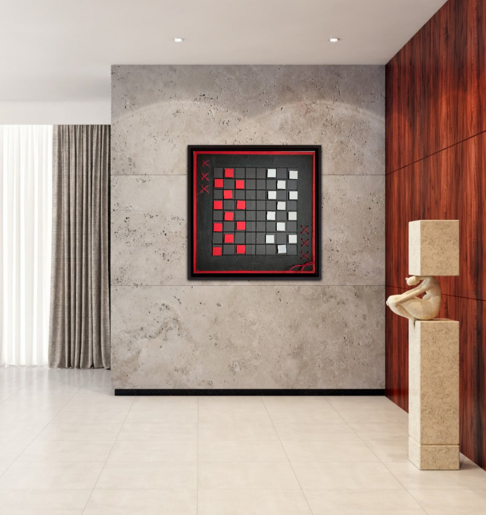 Magnetic Wooden Checkers Wall Panel: Mosaic Puzzle Decor - Etsy