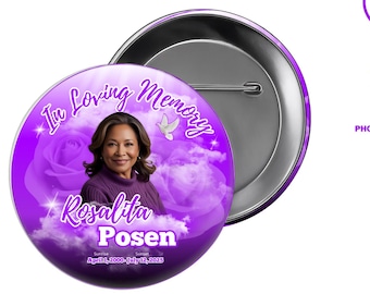 Red Memorial Button Pin: Funeral Keepsake, Photo Customizable Button ...