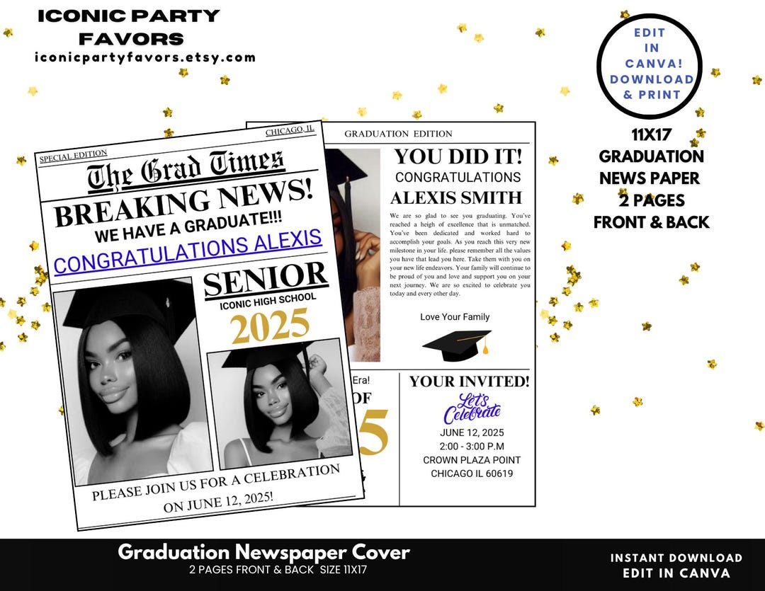 2025 Graduation News Paper Template/ Graduation Newspaper/ Graduation ...