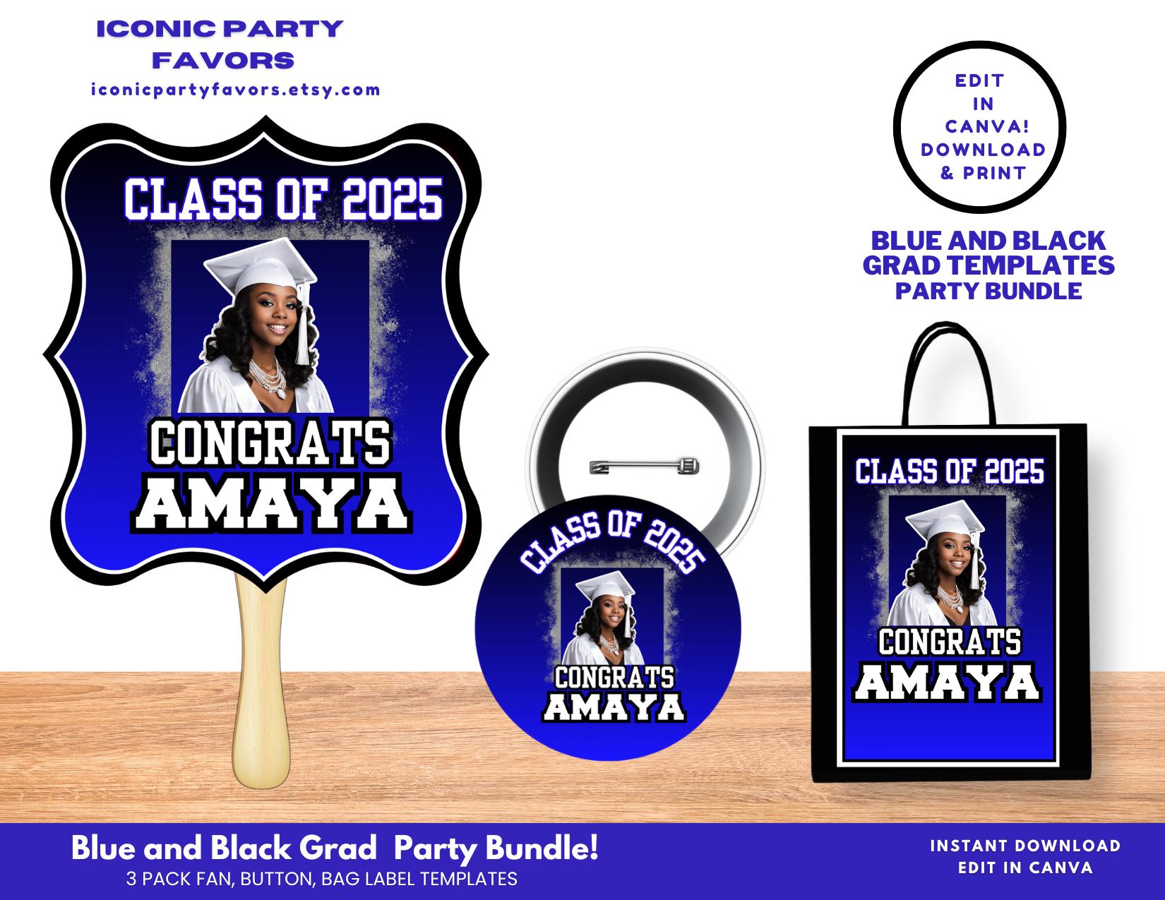 Blue and Black Graduation Party Bundle/ Blue and Black Graduation Party ...