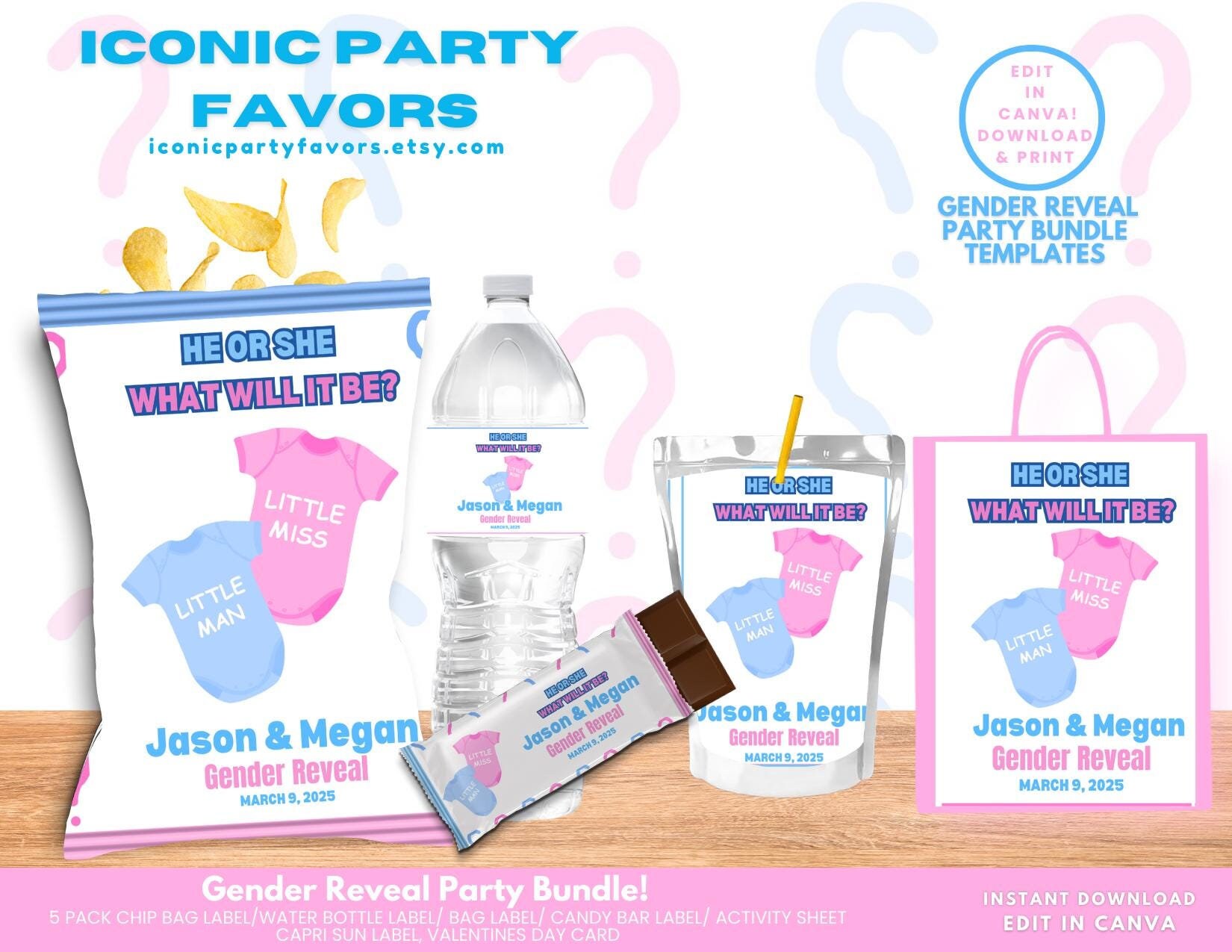 Gender Reveal Party Bundle/ Gender Reveal Ideas /editable Gender Reveal ...