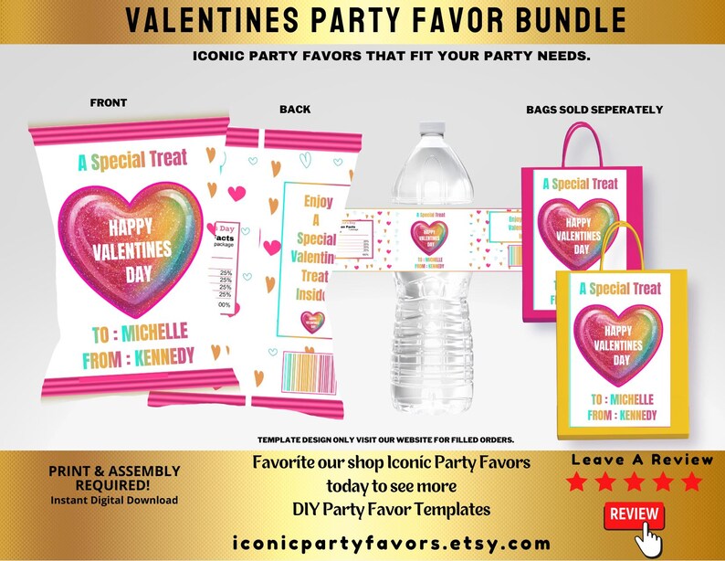 Pink Valentine's Day Party Favor Bundle (templates) - Etsy