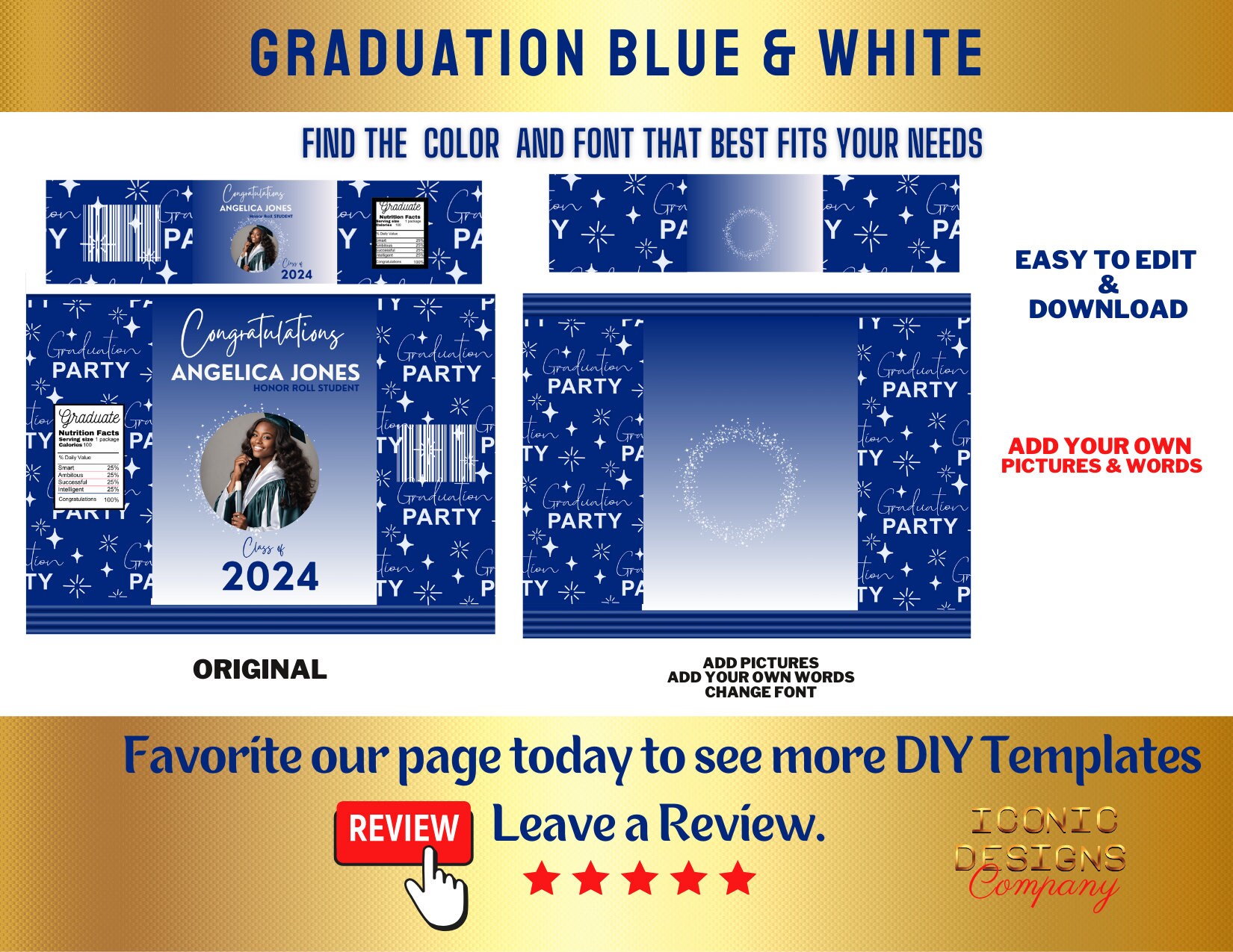 Graduation Chip Bag DIY Edit in Canva - Etsy
