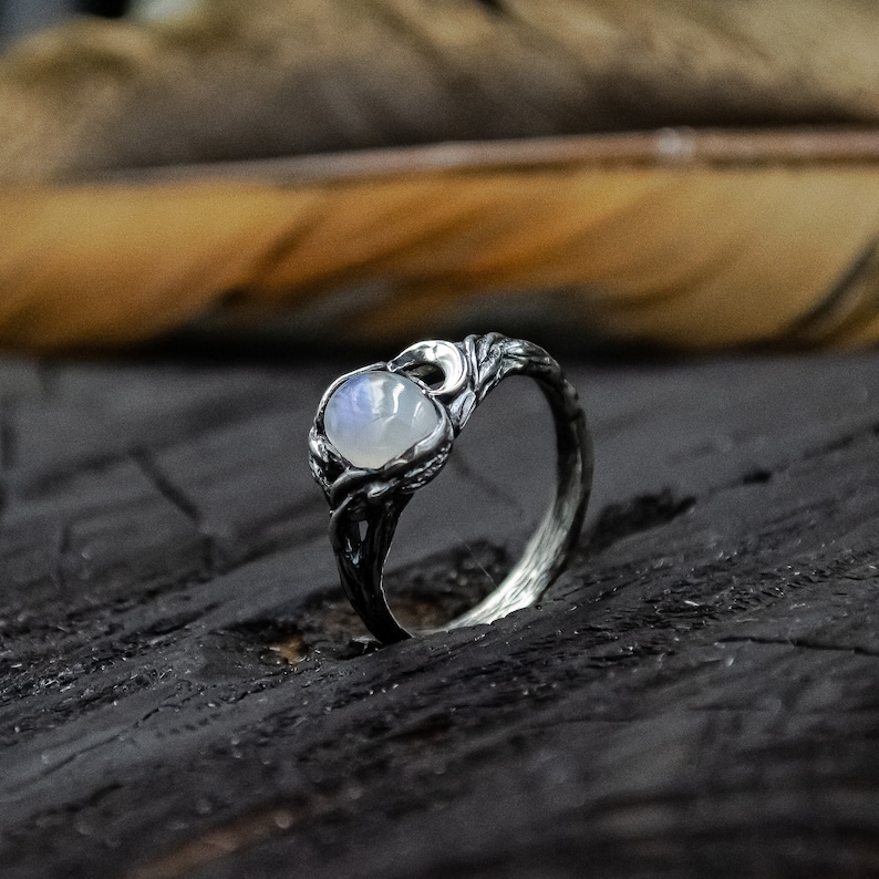 Silver Gothic Ring, Moonstone Elven Ring, Witch Ring, Elven Jewelry ...