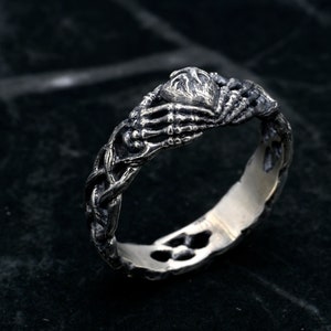 Sterling Silver Dark Gothic Ring, Gothic Engagement Ring, Goth Promise ...