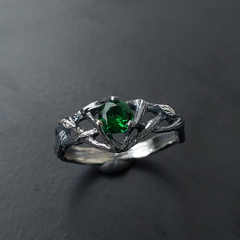 Gothic Emerald Witch Wedding Ring Natural Emerald Ring - Etsy