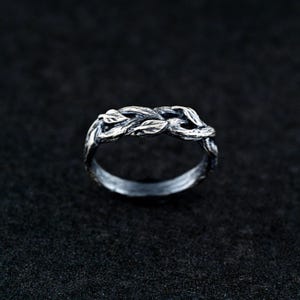 Branch and Leaves Engagement Ring With , Unique Branch Ring, Tree Bark ...