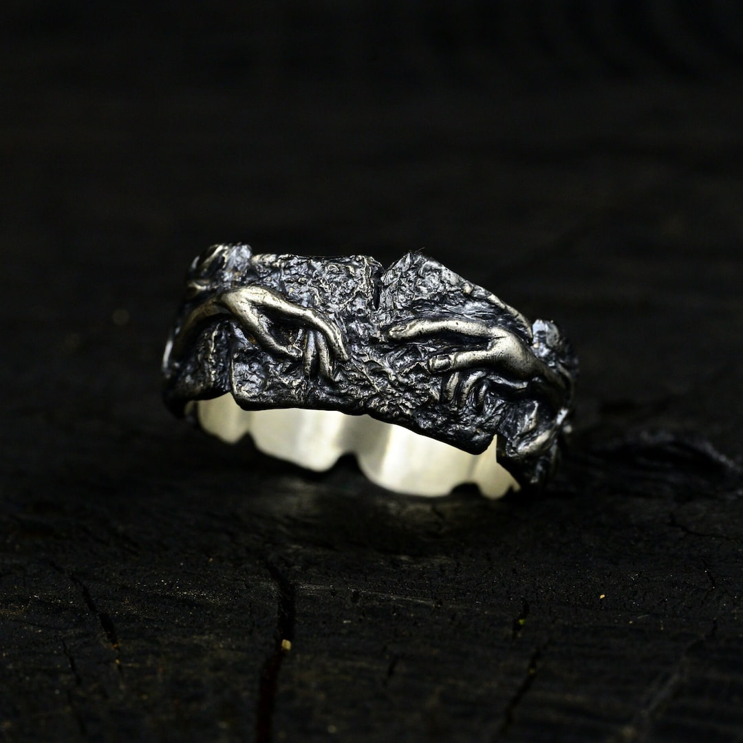 Love to Death Ring, Sterling Silver Dark Gothic Ring, Gothic Engagement ...
