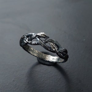 Branch and Leaves Engagement Ring With , Unique Branch Ring, Tree Bark ...