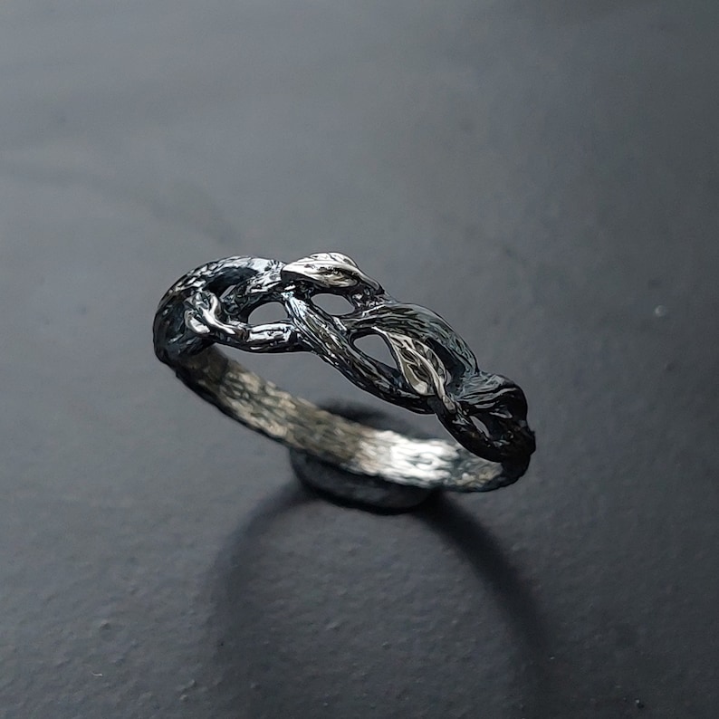 Elven Wedding Ring Elven Engagement Ring Dark Elven Silver - Etsy