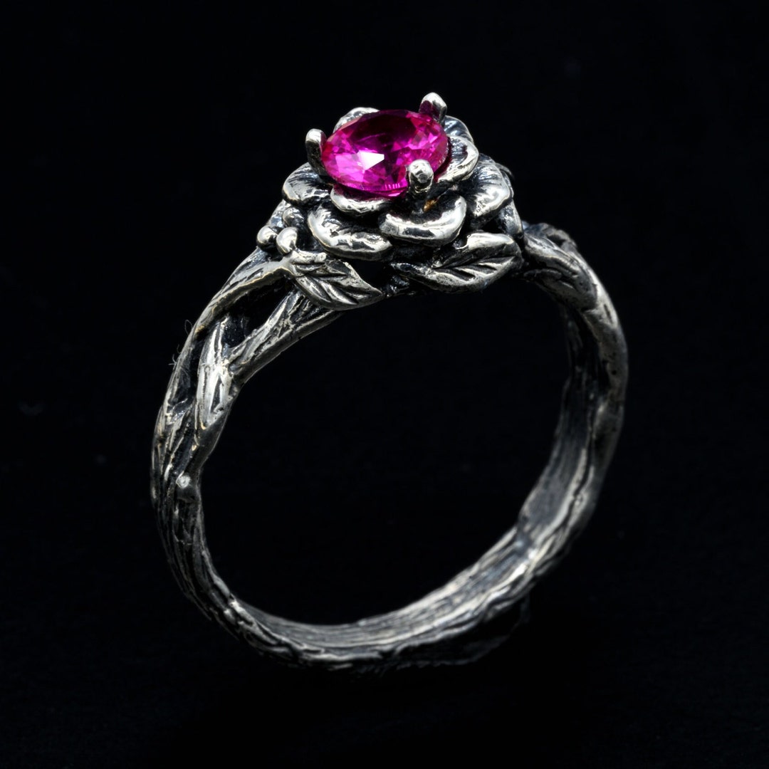 Ruby Lotus Flower Ring - Elegant Minimalist Jewelry, Perfect Gift for ...