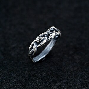 Branch and Leaves Engagement Ring With , Unique Branch Ring, Tree Bark ...