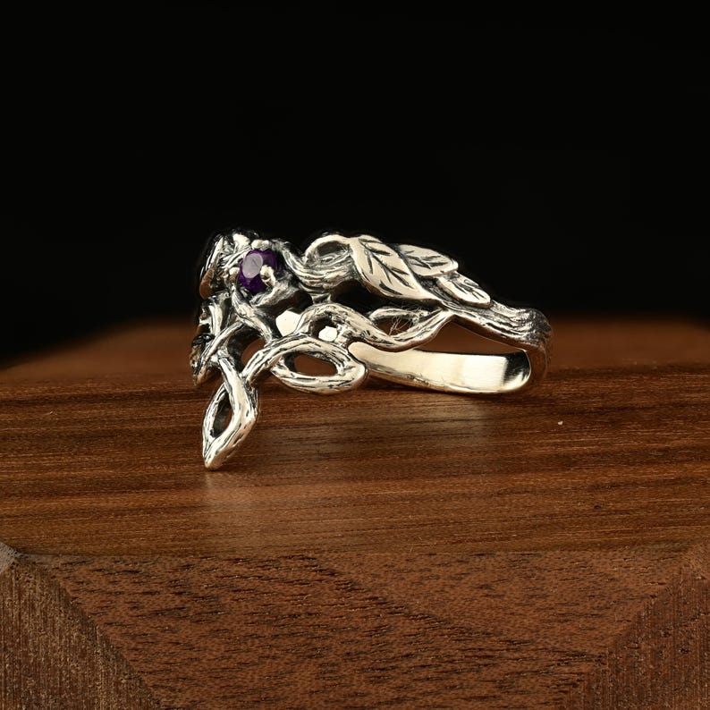 Celtic Amethyst Silver Ring, Sterling Silver Promise Ring With Celtic ...