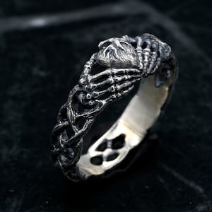 Sterling Silver Dark Gothic Ring, Gothic Engagement Ring, Goth Promise ...
