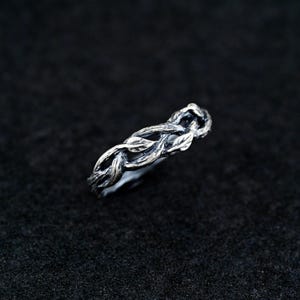 Branch and Leaves Engagement Ring With , Unique Branch Ring, Tree Bark ...