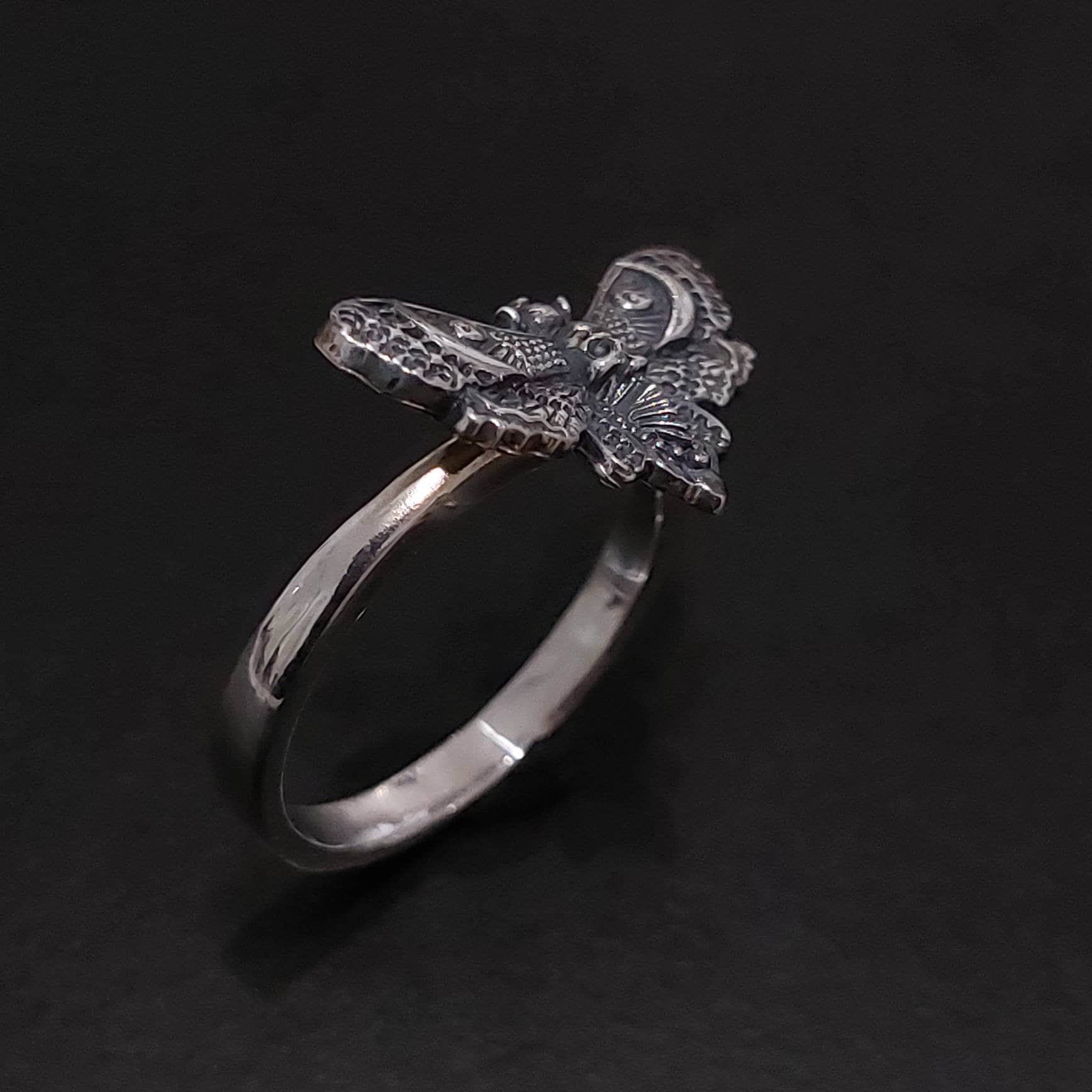 Moth Ring Bug Ring Deaths Head Moth Gothic Alternative - Etsy