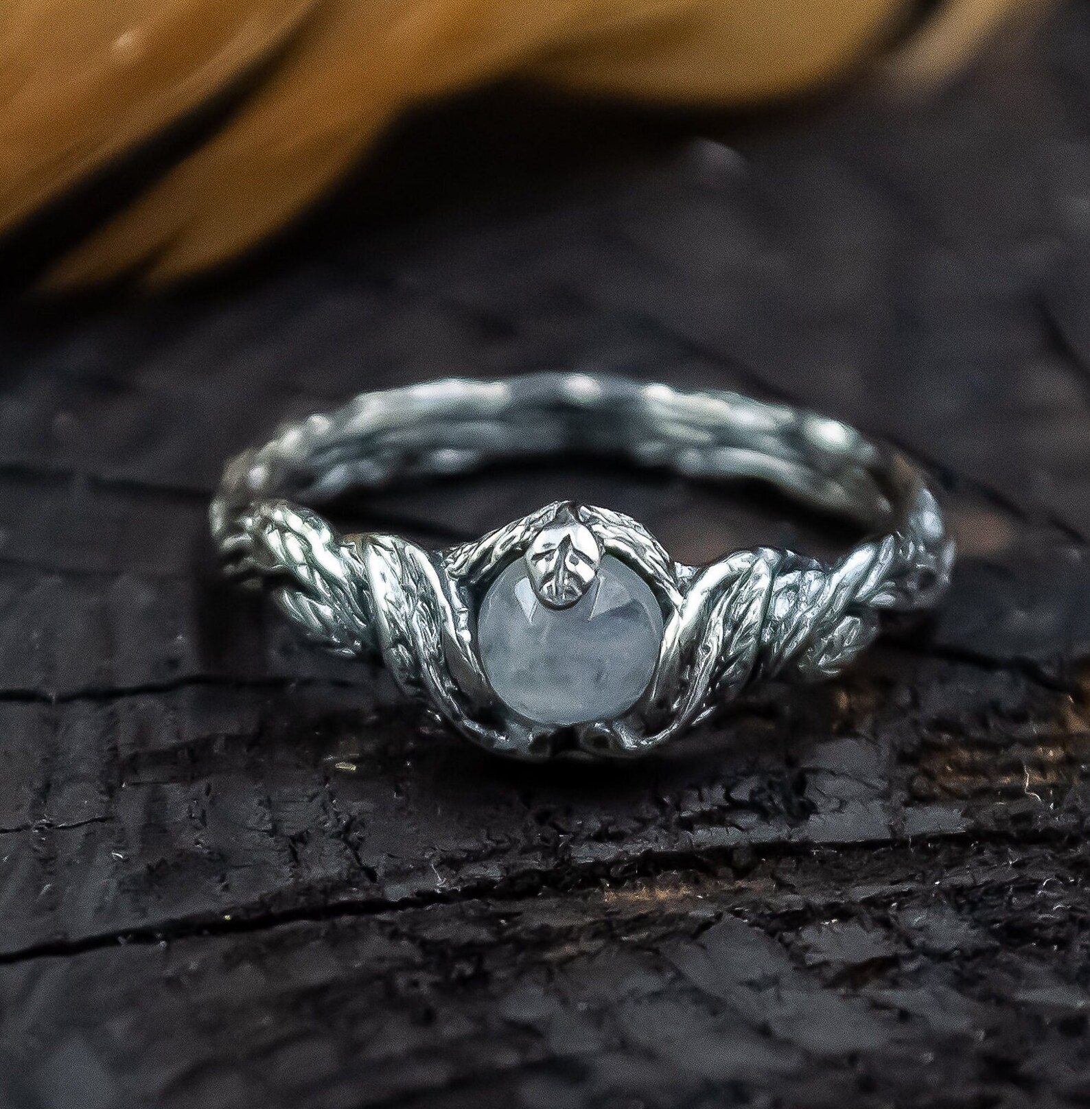 Unique Moonstone Ring Dainty Branch and Leaves Moonstone - Etsy