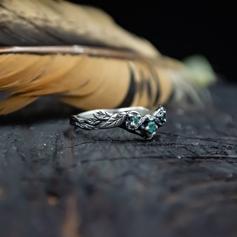 Elven Emerald Wedding Ring Elven Engagement Ring Dark Elven - Etsy
