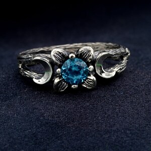 Mysterious Hecate and Topaz Ring - Ethereal Floral Moon Ring for ...