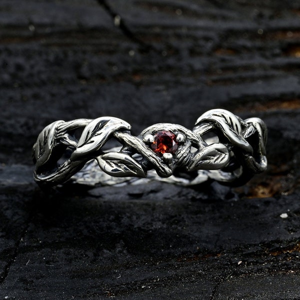 Mens Aged Garnet Ring - Etsy UK