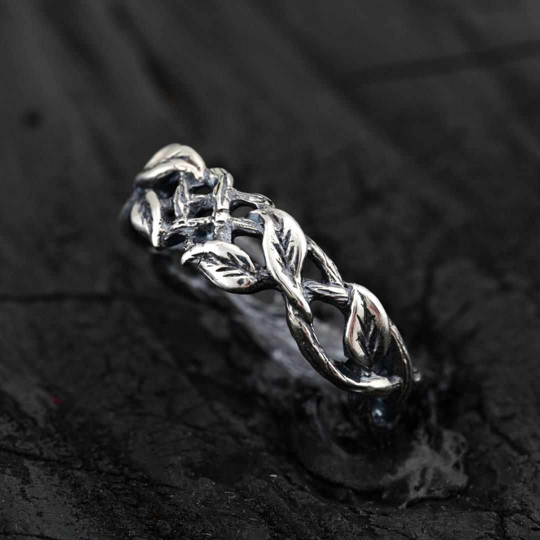 Celtic Silver Ring, Tiny Branch Silver Ring, Elegant Celtic Knot ...
