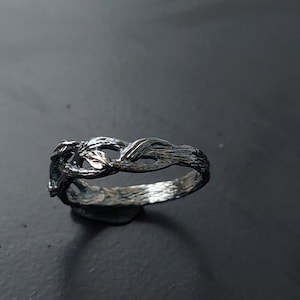Elven Wedding Ring, Elven Engagement Ring, Dark Elven Silver Natural ...