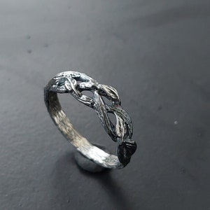 Elven Wedding Ring, Elven Engagement Ring, Dark Elven Silver Natural ...