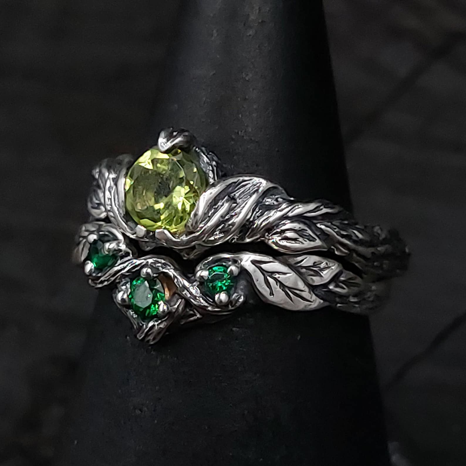Unique Branch Ring, Branch and Leaves Engagement Ring, Tree Bark Ring in Silver, Women's Branch ...