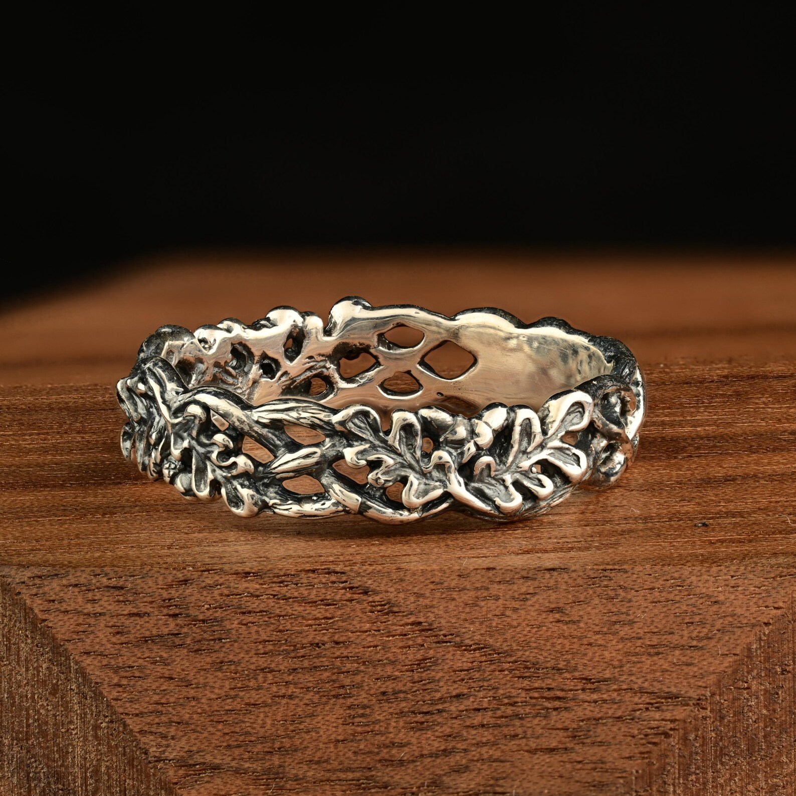 Sterling Silver Leaf Pattern Ring, Boho Nature-inspired Jewelry for ...