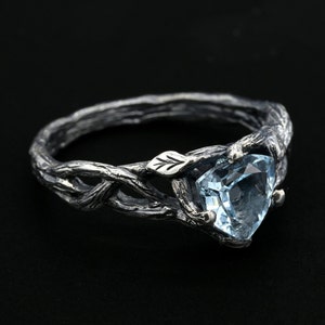 Unique Topaz Twig Ring, Sterling Silver Branch Engagement Ring With ...