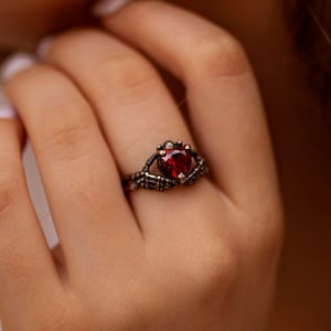 Sterling Silver Dark Gothic Ring, Gothic Engagement Ring, Goth Promise ...