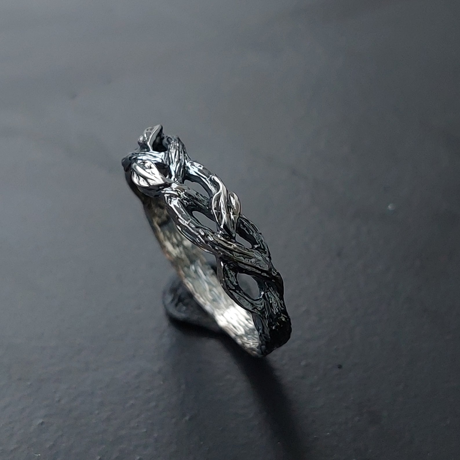 Elven Wedding Ring Elven Engagement Ring Dark Elven Silver - Etsy