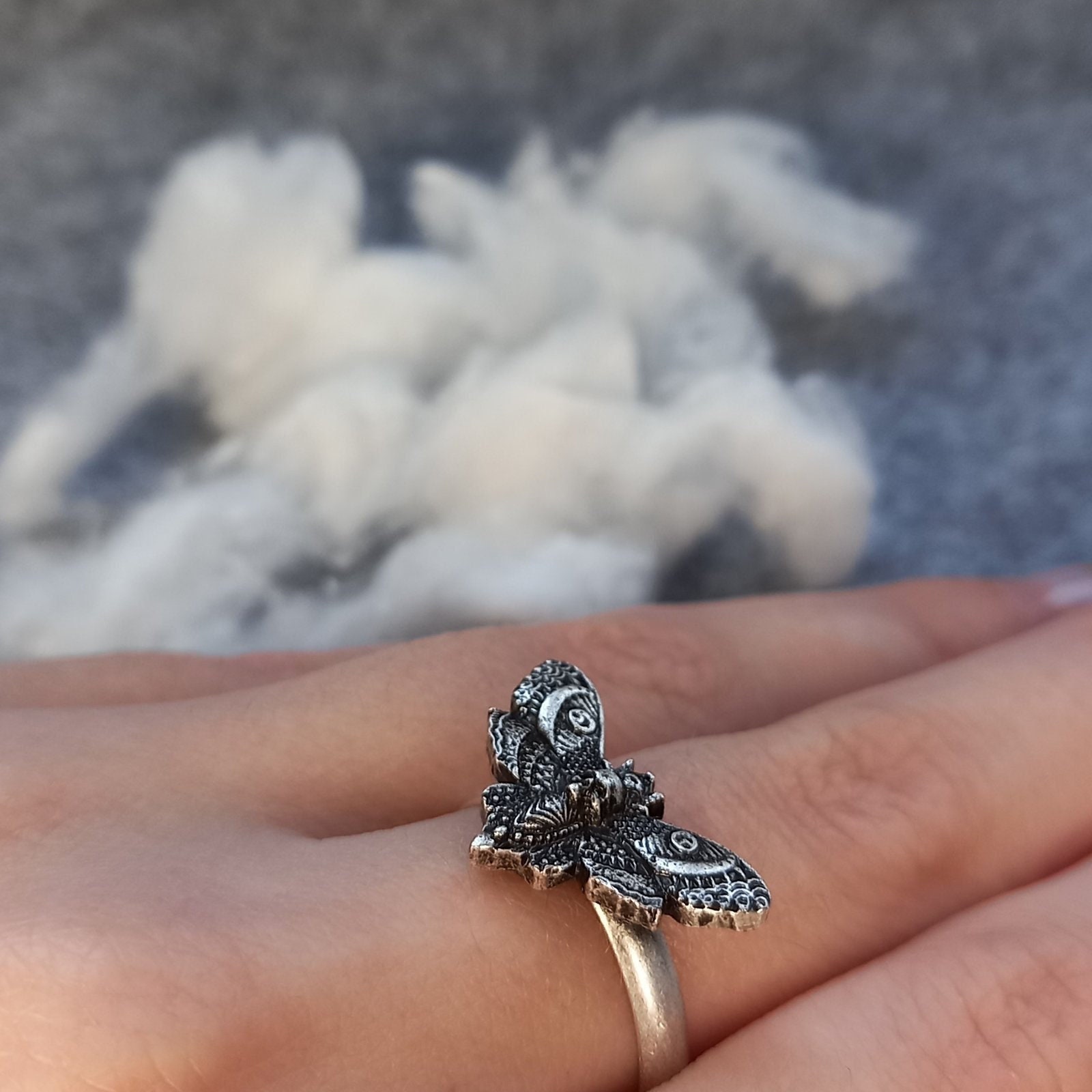 Moth Ring Bug Ring Deaths Head Moth Gothic Alternative - Etsy