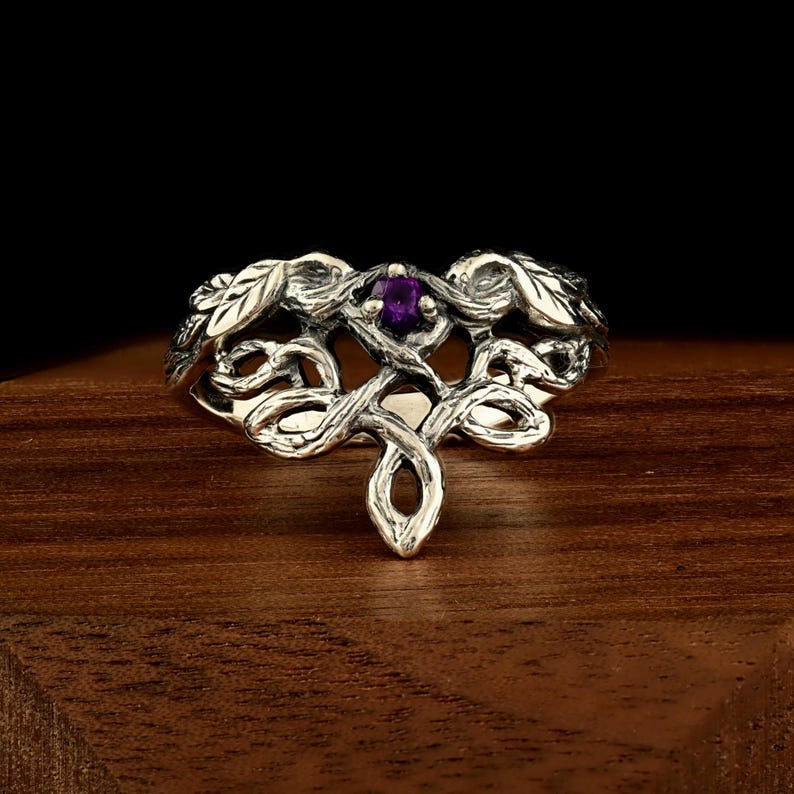 Celtic Amethyst Silver Ring, Sterling Silver Promise Ring With Celtic ...