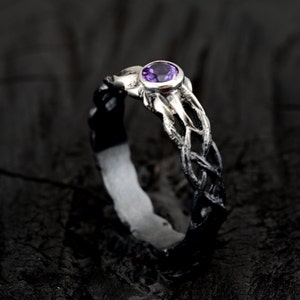 Handcrafted Silver Sun Ring With Amethyst - Celestial Statement Jewelry ...