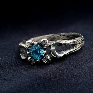 Mysterious Hecate and Topaz Ring - Ethereal Floral Moon Ring for ...