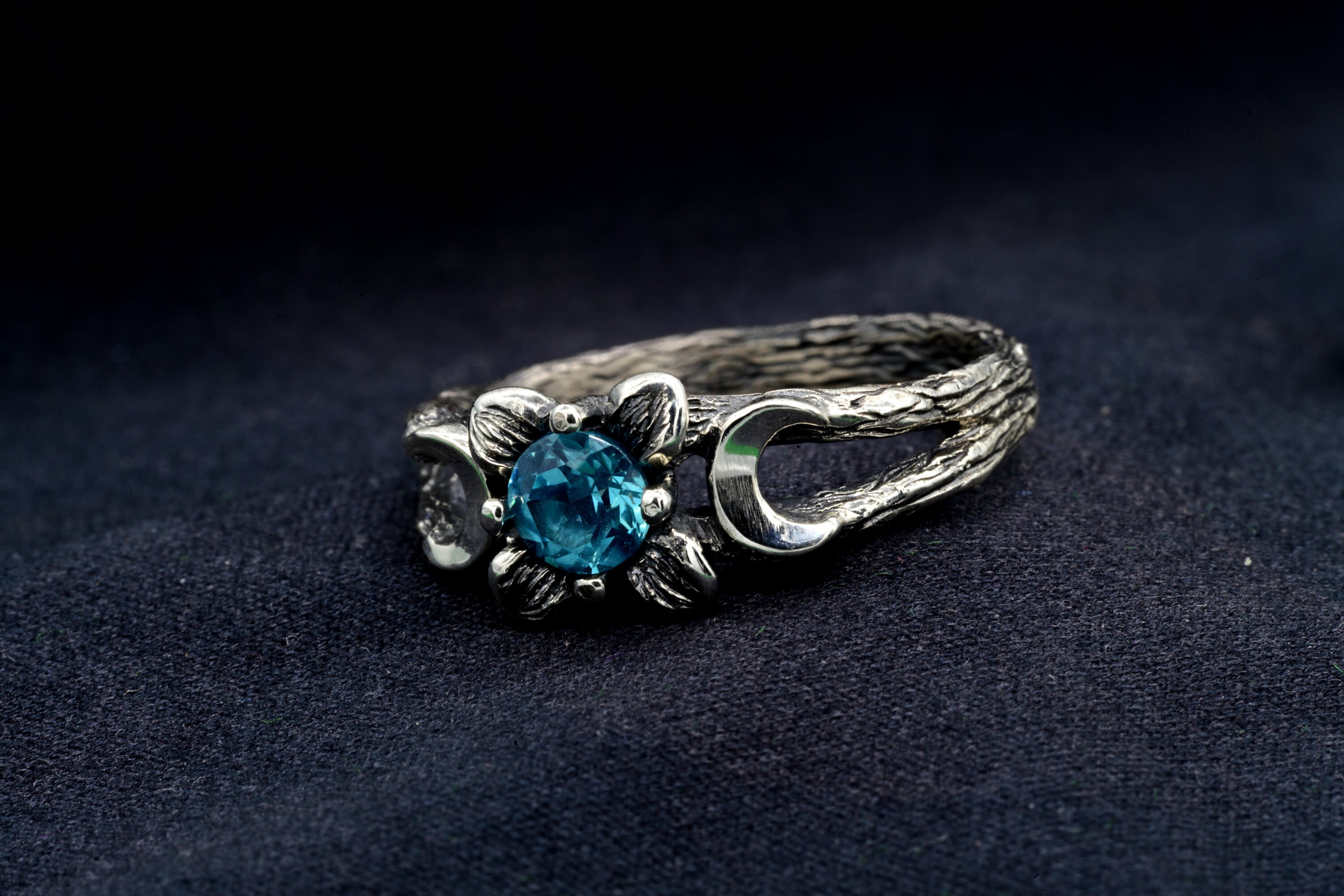 Mysterious Hecate and Topaz Ring - Ethereal Floral Moon Ring for ...