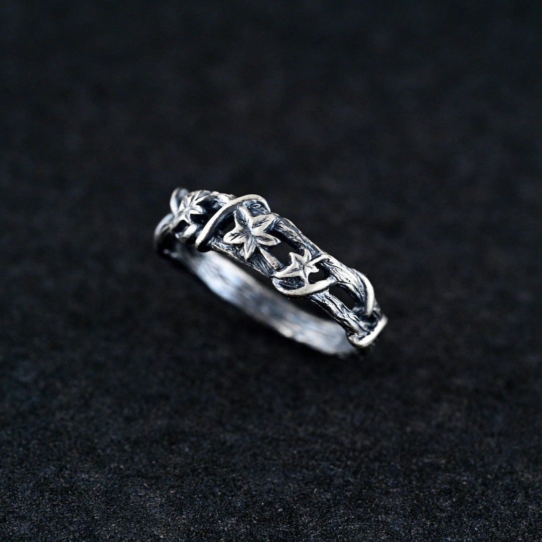 Sterling Silver Leaf Vine Ring, Nature-inspired Jewelry, Handmade ...