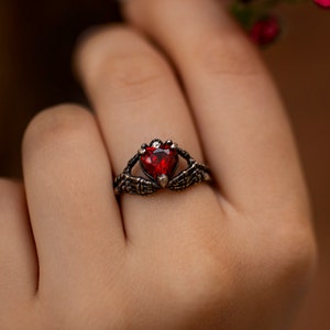 Sterling Silver Dark Gothic Ring, Gothic Engagement Ring, Goth Promise ...