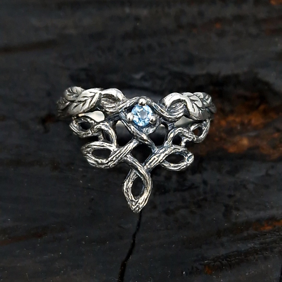 Wedding Ring Viking: Elegant Leaf and Tree Design - Silver Gothic Style ...