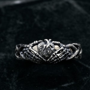 Sterling Silver Dark Gothic Ring, Gothic Engagement Ring, Goth Promise ...
