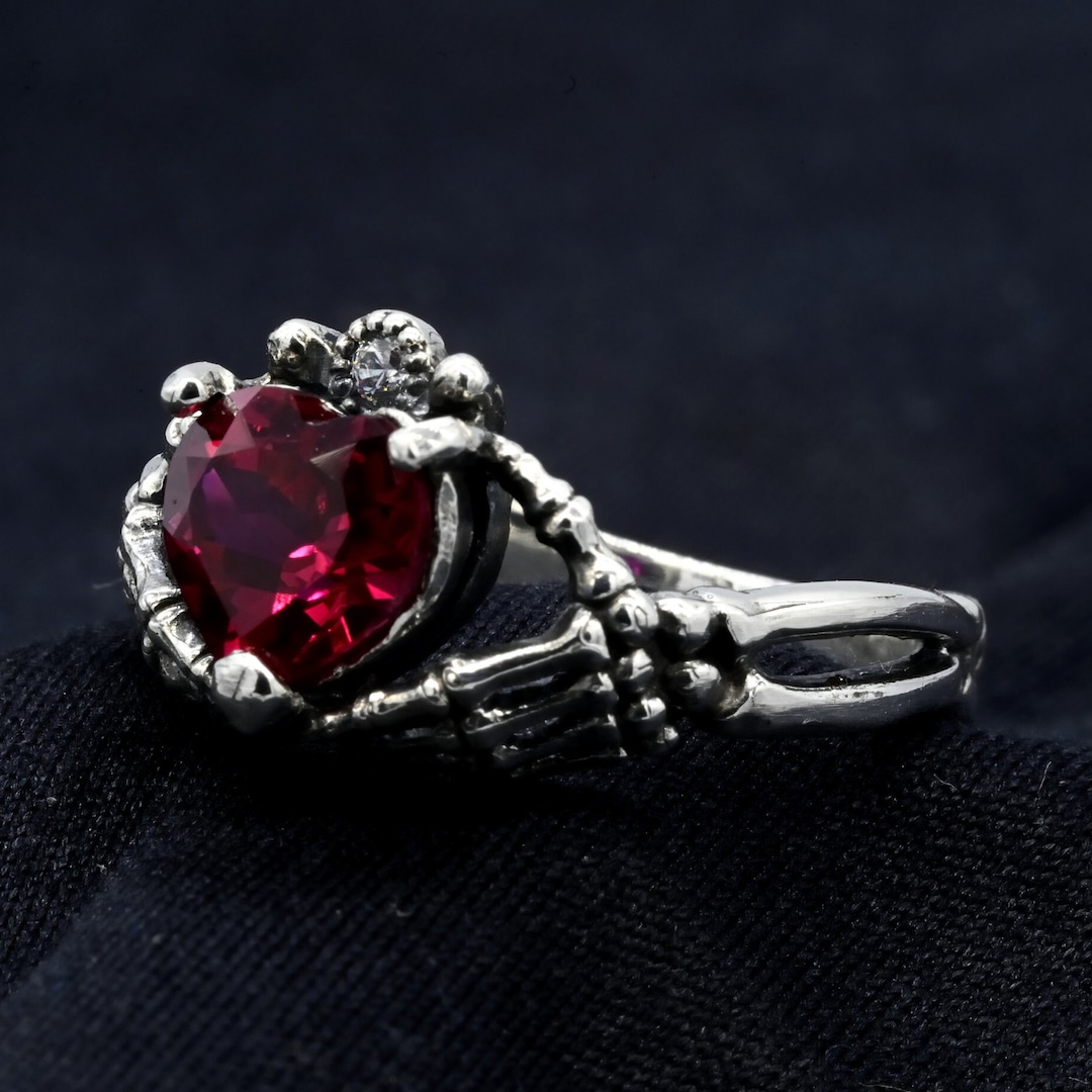 Sterling Silver Dark Gothic Ring, Gothic Engagement Ring, Goth Promise ...