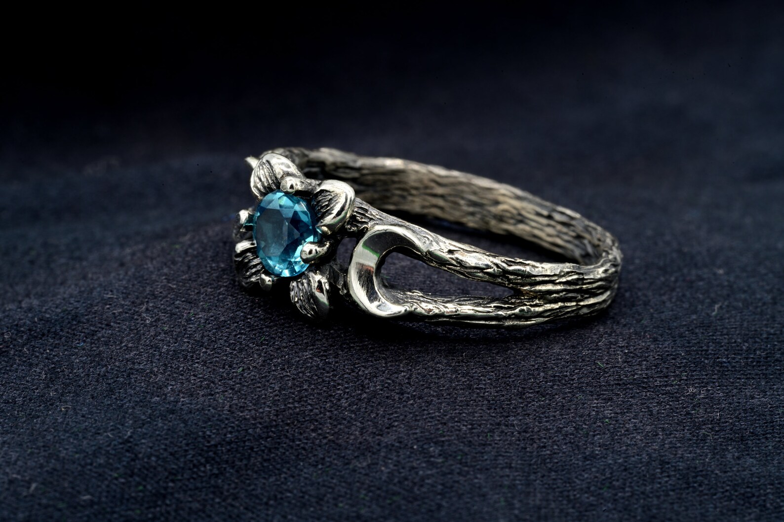 Mysterious Hecate and Topaz Ring - Ethereal Floral Moon Ring for ...