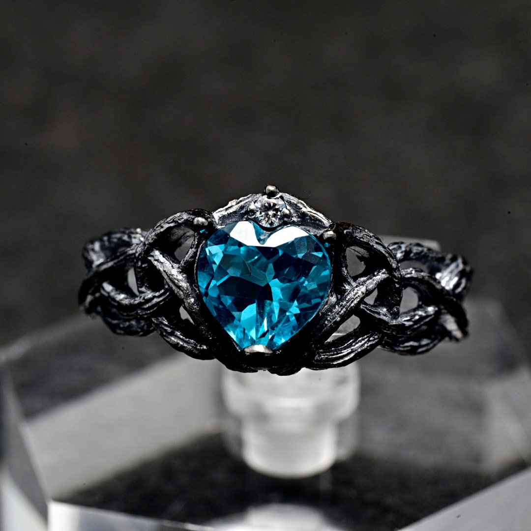 Artisan Blue Topaz Celtic Knot Ring - Handcrafted Sterling Silver ...