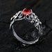 Sterling Silver Ring With Round Red Gemstone and Floral Accents - Etsy