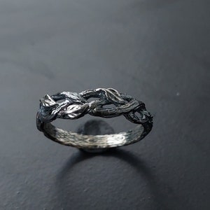 Branch and Leaves Engagement Ring With , Unique Branch Ring, Tree Bark ...