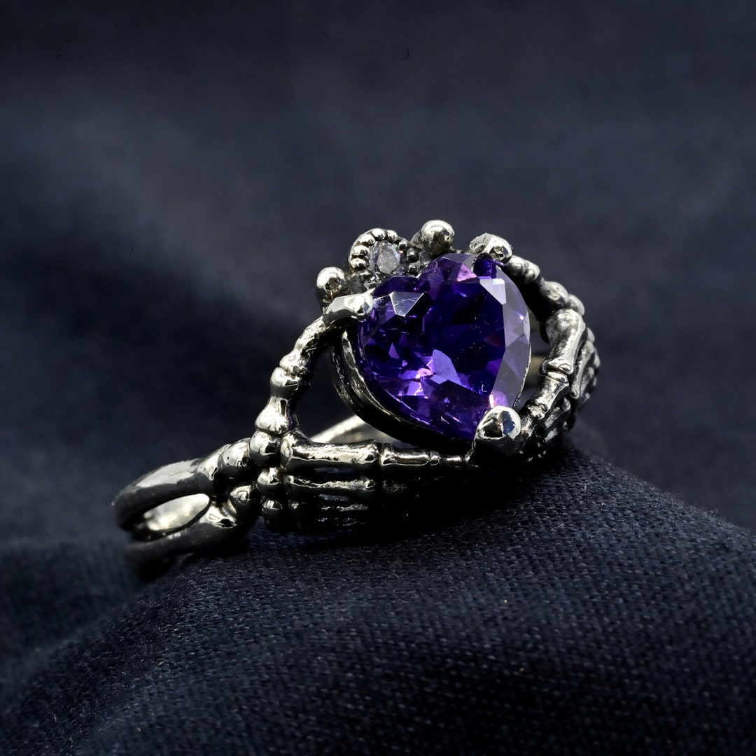 Sterling Silver Dark Gothic Ring, Gothic Engagement Ring, Goth Promise ...