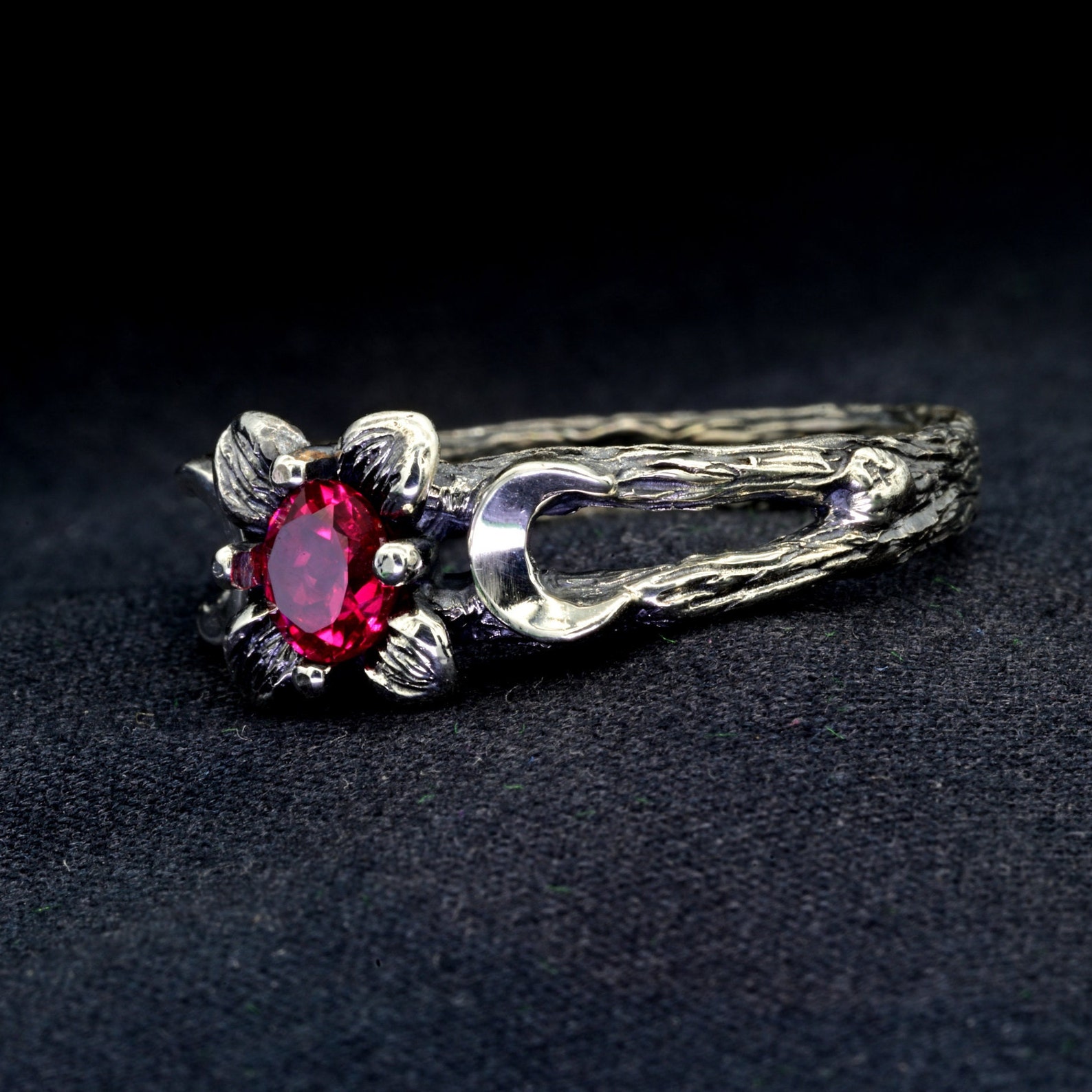 Moon Ring Sterling Silver, Ruby Ring, Ruby Jewelry, Engagement Ring ...