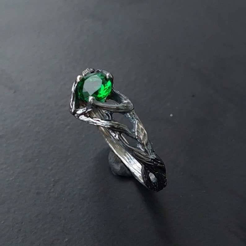 Gothic Emerald Witch Wedding Ring Natural Emerald Ring - Etsy